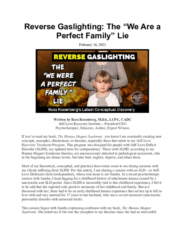 (DOC) Reverse Gaslighting: The "We Are a Perfect Family" Lie