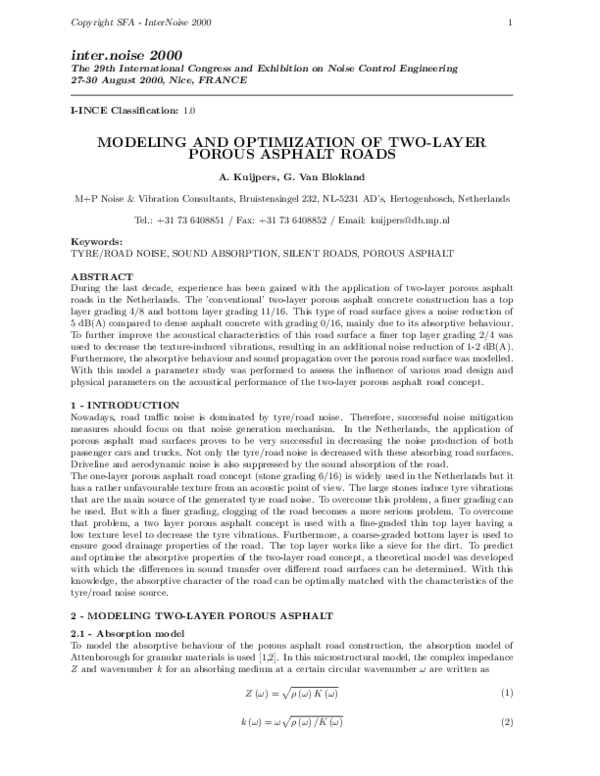 (PDF) Modeling and optimization of two-layer porous asphalt roads