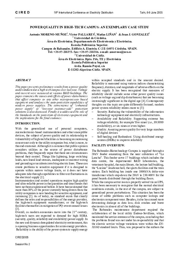 (PDF) Power quality in high-tech campus: an exemplary case study