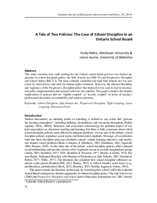 (PDF) A Tale of Two Policies: The Case of School Discipline in an ...