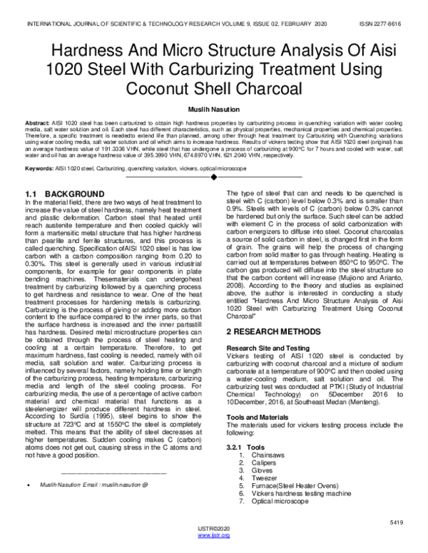 (PDF) Hardness And Micro Structure Analysis Of Aisi 1020 Steel With ...