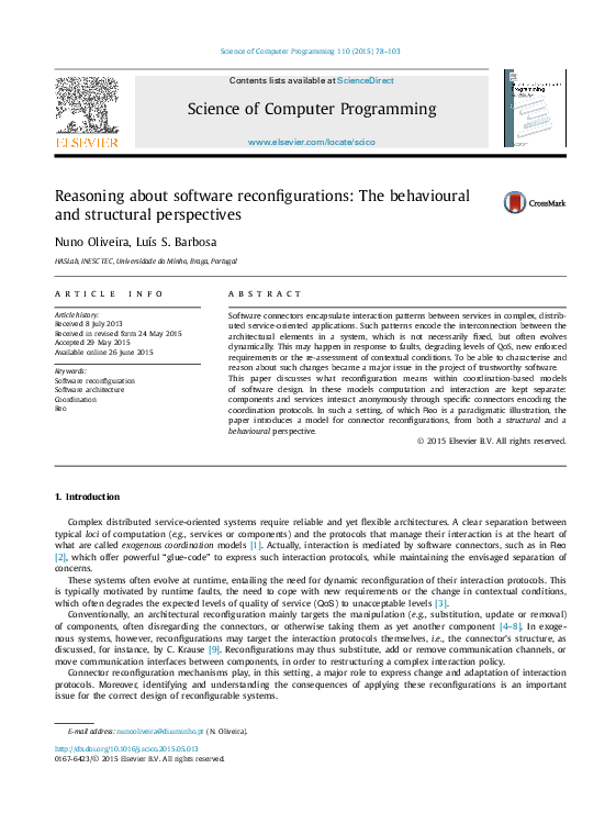 (PDF) Reasoning about software reconfigurations: The behavioral and ...