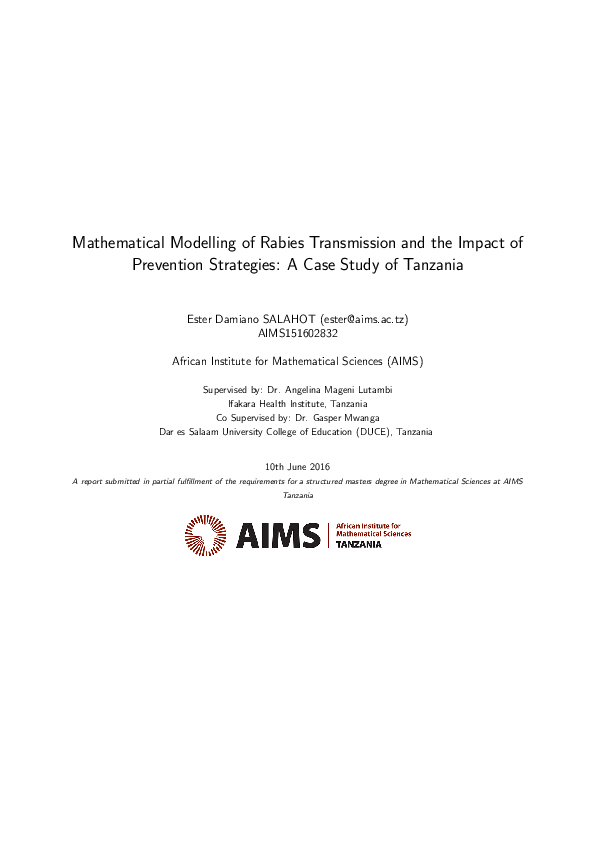 (PDF) Mathematical Modelling of Rabies Transmission and the Impact of ...