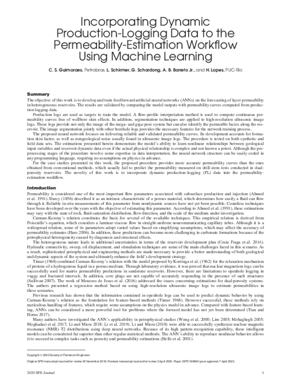 Pdf Incorporating Dynamic Production Logging Data To The Permeability Estimation Workflow
