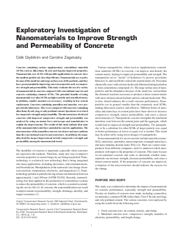 (PDF) Exploratory Investigation of Nanomaterials to Improve Strength ...
