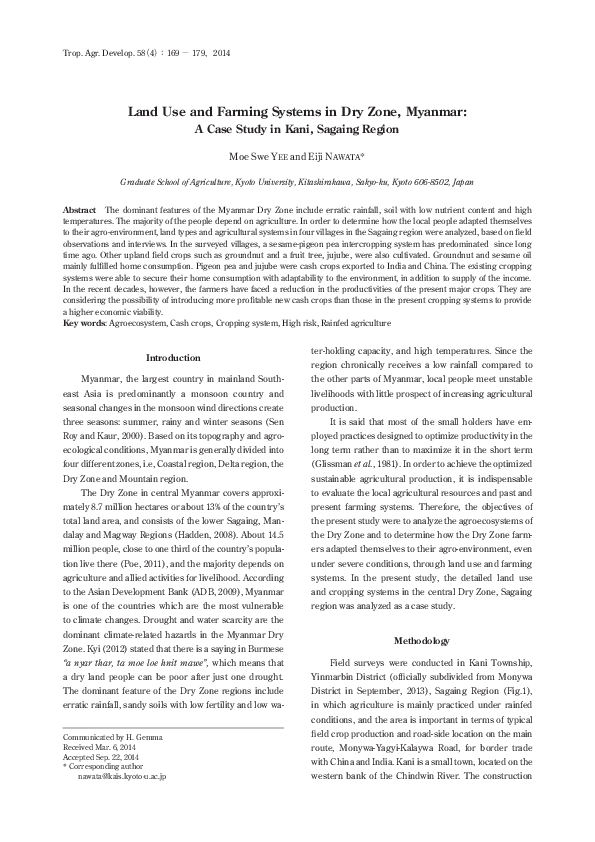 (PDF) Land Use and Farming Systems in Dry Zone, Myanmar::A Case Study ...