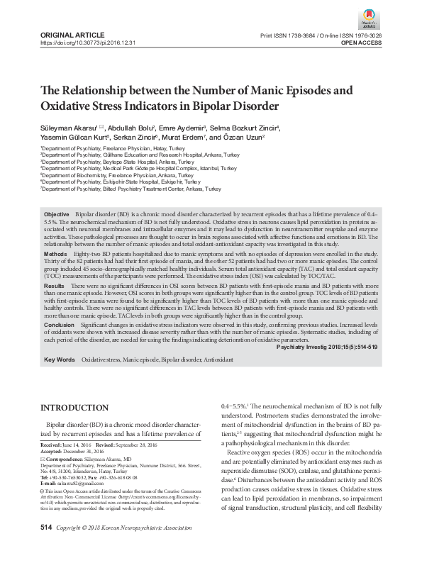 (PDF) The Relationship between the Number of Manic Episodes and ...