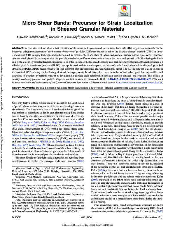 (PDF) Micro Shear Bands: Precursor for Strain Localization in Sheared Granular Materials