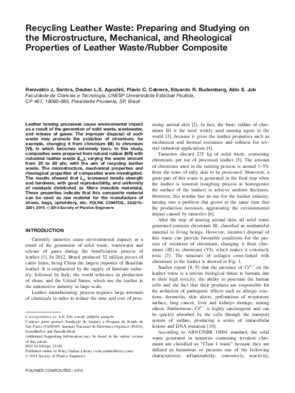 (PDF) Recycling leather waste: Preparing and studying on the ...