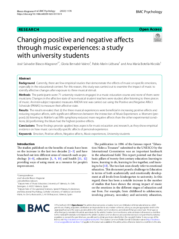 (PDF) Changing positive and negative affects through music experiences ...