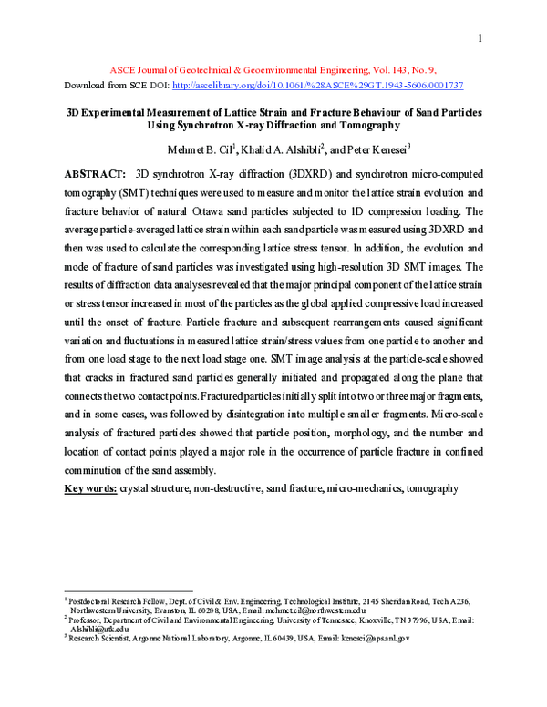 (PDF) 3D Experimental Measurement of Lattice Strain and Fracture Behavior of Sand Particles ...