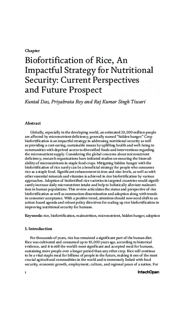 (PDF) Biofortification of Rice, An Impactful Strategy for Nutritional ...