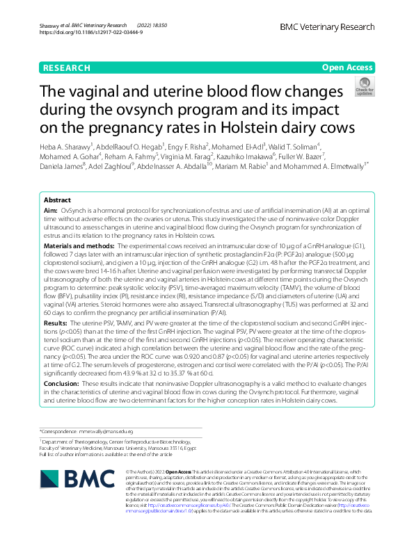(PDF) The vaginal and uterine blood flow changes during the ovsynch ...