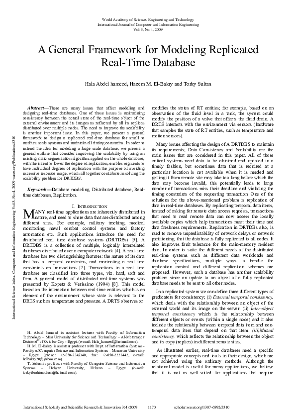 (PDF) A General Framework For Modeling Replicated Real-Time Database