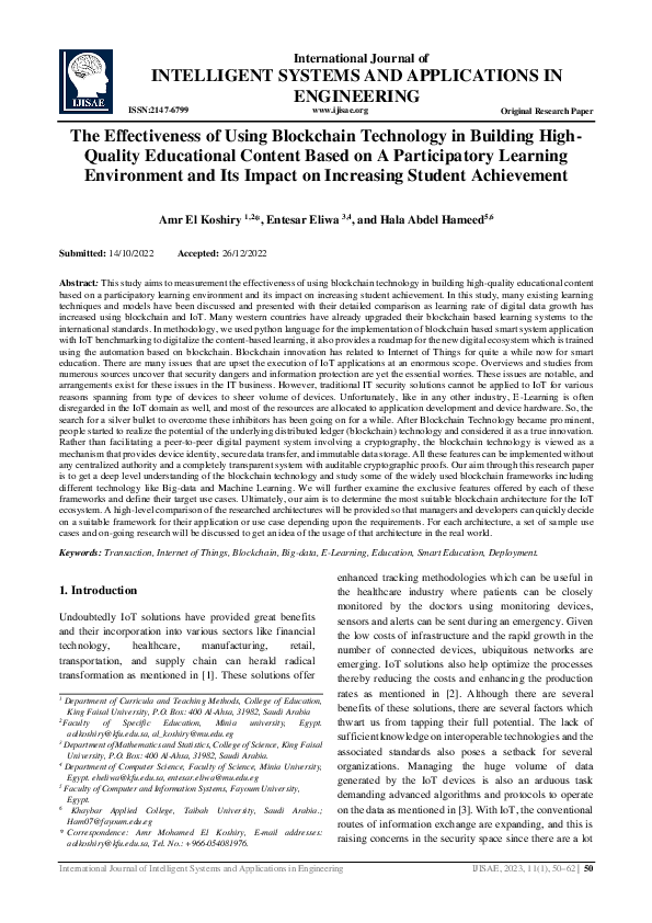 Pdf The Effectiveness Of Using Blockchain Technology In Building High Quality Educational