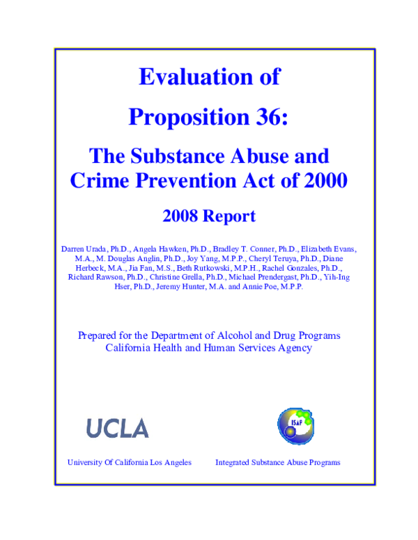 (PDF) Evaluation of Proposition 36: The Substance Abuse and Crime ...