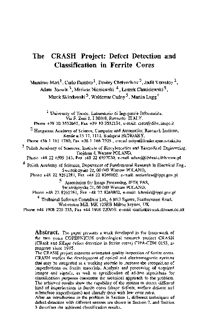 Pdf Automated Defect Detection In Ferrite Cores