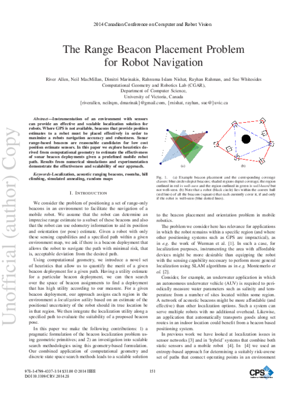 (PDF) The Range Beacon Placement Problem for Robot Navigation | Dimitri ...