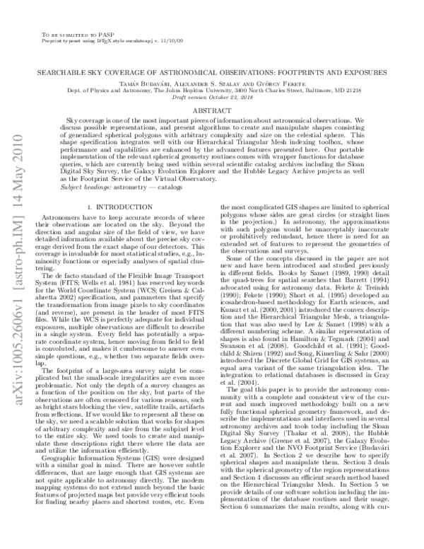 (PDF) Searchable Sky Coverage of Astronomical Observations: Footprints ...