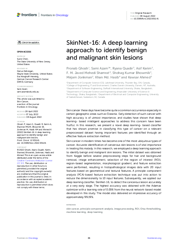 (PDF) SkinNet-16: A deep learning approach to identify benign and ...
