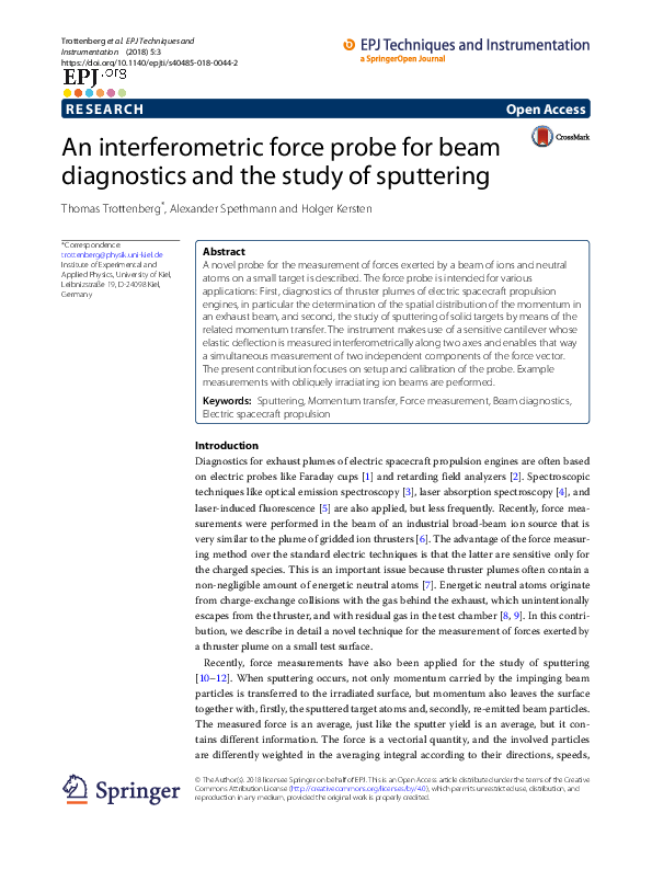 (PDF) An interferometric force probe for beam diagnostics and the study ...