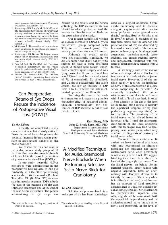 (PDF) A Modified Technique for Auriculotemporal Nerve Blockade When ...