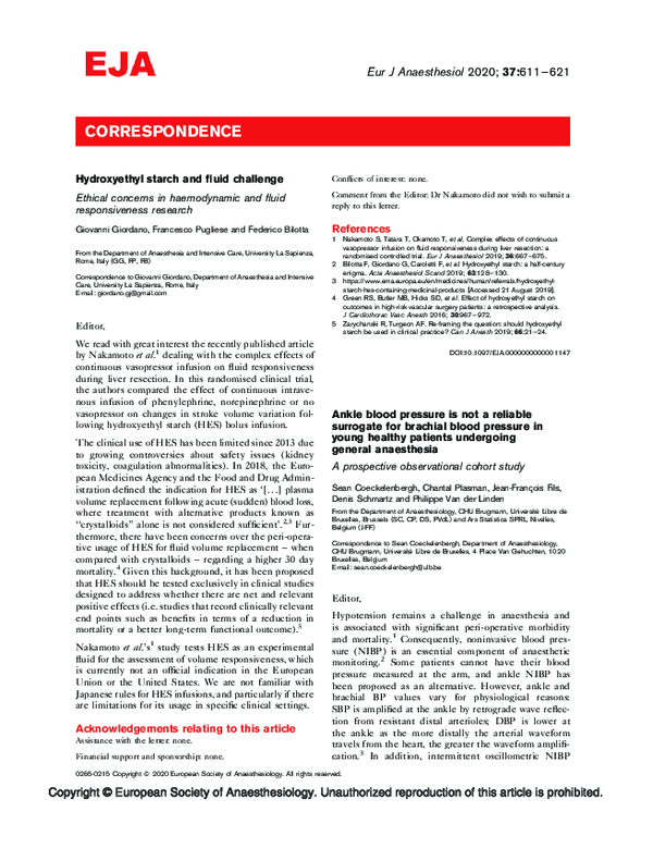 (PDF) Hydroxyethyl starch and fluid challenge