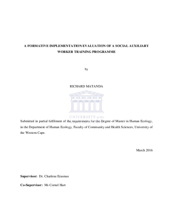 (PDF) A formative implementation evaluation of a Social Auxiliary ...