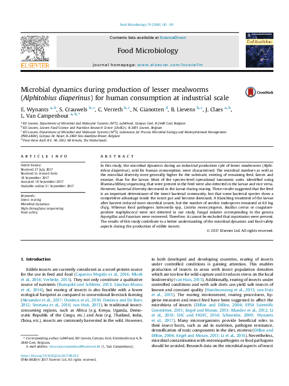 (PDF) Microbial dynamics during production of lesser mealworms ...
