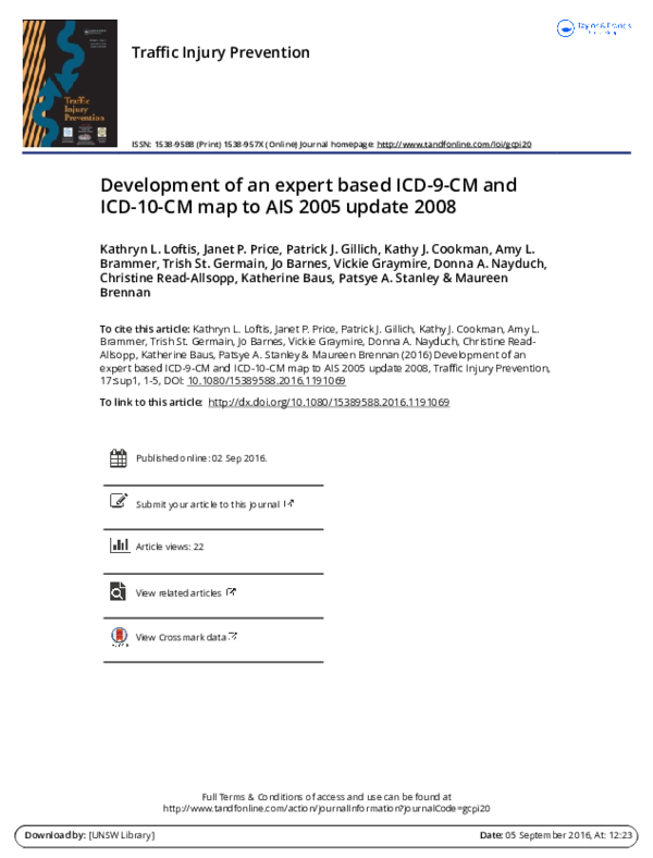(PDF) Development of an expert based ICD-9-CM and ICD-10-CM map to AIS ...