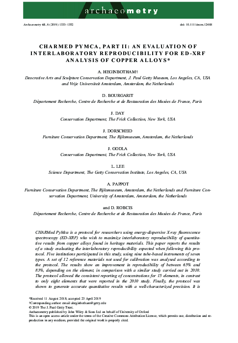 (PDF) CHARMed PyMca, Part II: An evaluation of interlaboratory ...