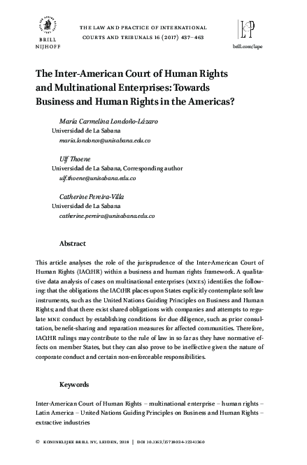 (PDF) The Inter-American Court of Human Rights and Multinational ...