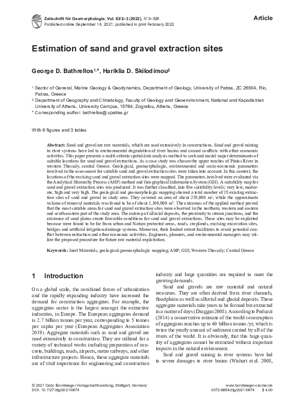 (PDF) Estimation of sand and gravel extraction sites
