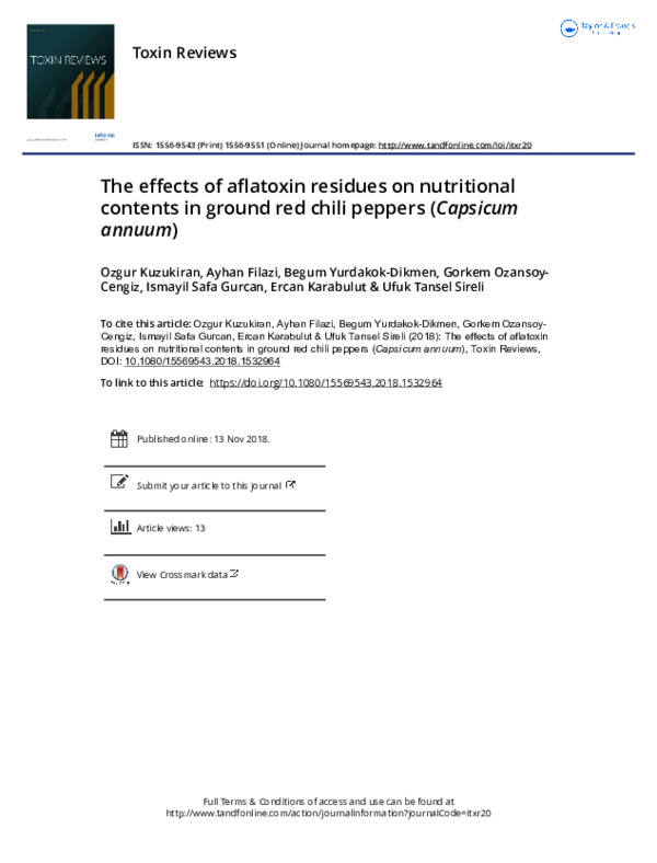(PDF) The effects of aflatoxin residues on nutritional contents in ...