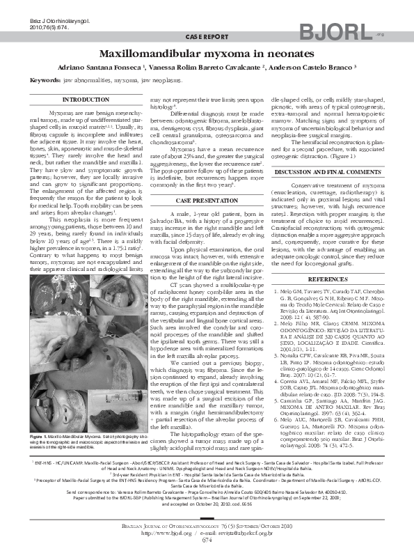 (PDF) Mixoma maxilo-mandibular em neonato