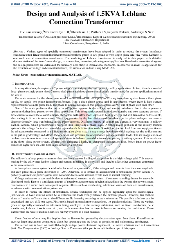 (PDF) Design and Analysis of 1.5KVA Leblanc Connection Transformer | Satyarth Prakash - Academia.edu
