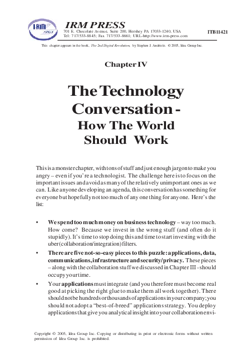 (PDF) The Technology Conversation- How The World Should Work