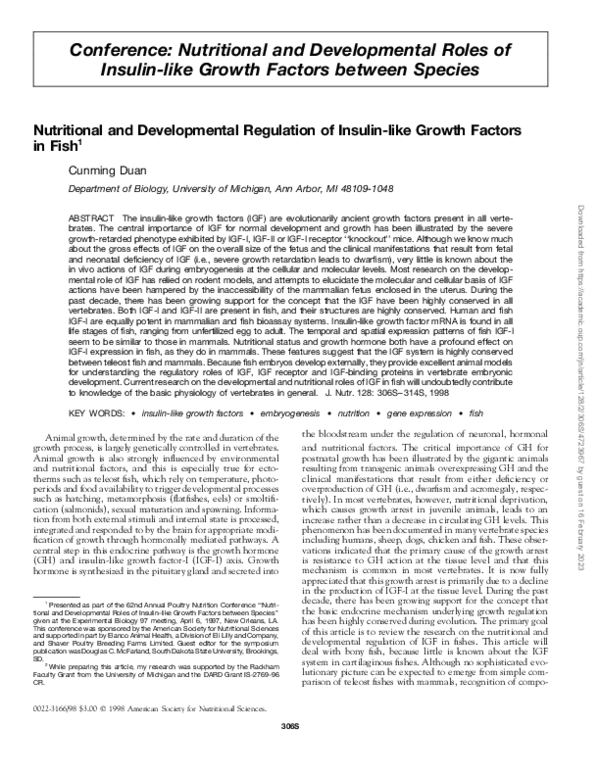 (PDF) Nutritional and Developmental Regulation of Insulin-like Growth ...