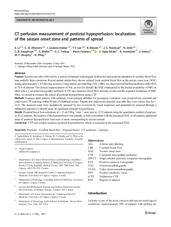 (PDF) CT perfusion measurement of postictal hypoperfusion: localization ...