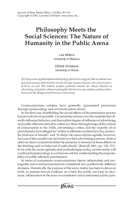 (PDF) Philosophy Meets the Social Sciences: The Nature of Humanity in ...