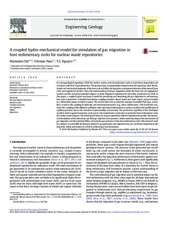 (PDF) A coupled hydro-mechanical model for simulation of gas migration ...