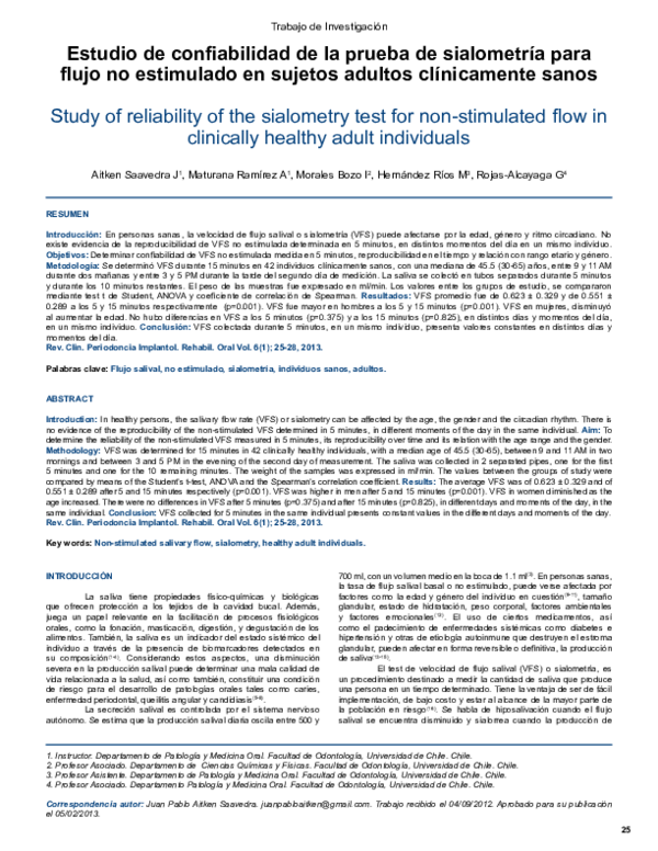 (PDF) Estudio de confiabilidad de la prueba de sialometría para flujo ...