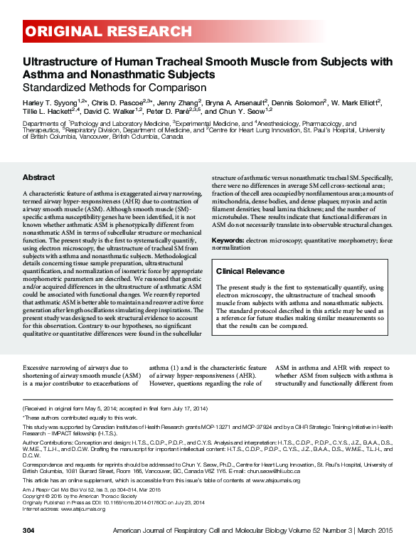 (PDF) Tracheal Smooth Muscle Ultrastructure in Asthma