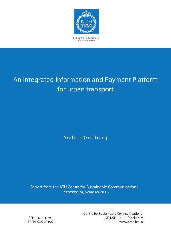 (PDF) An Integrated Information and Payment Platform Report from the ...