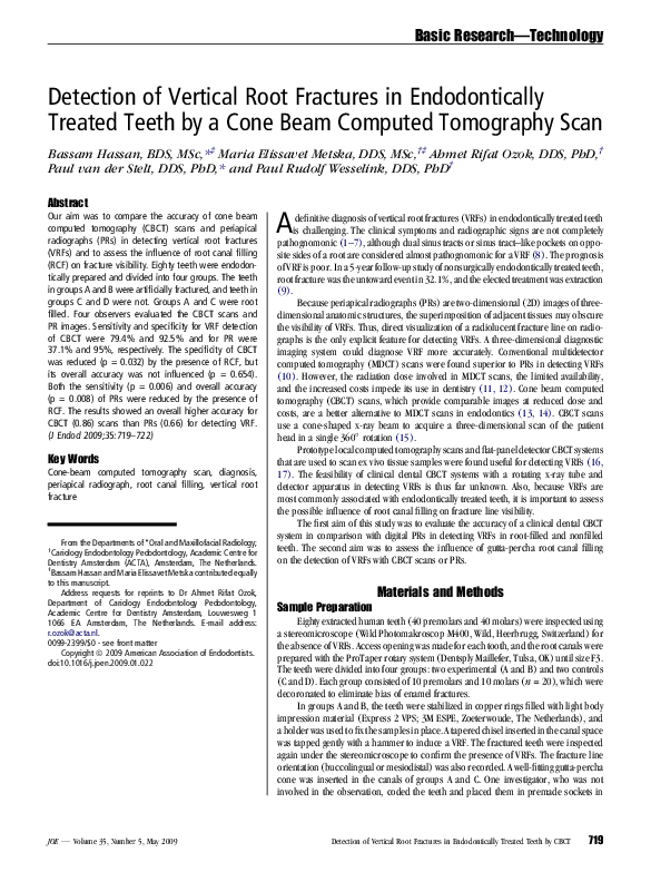 (PDF) Detection of Vertical Root Fractures in Endodontically Treated ...