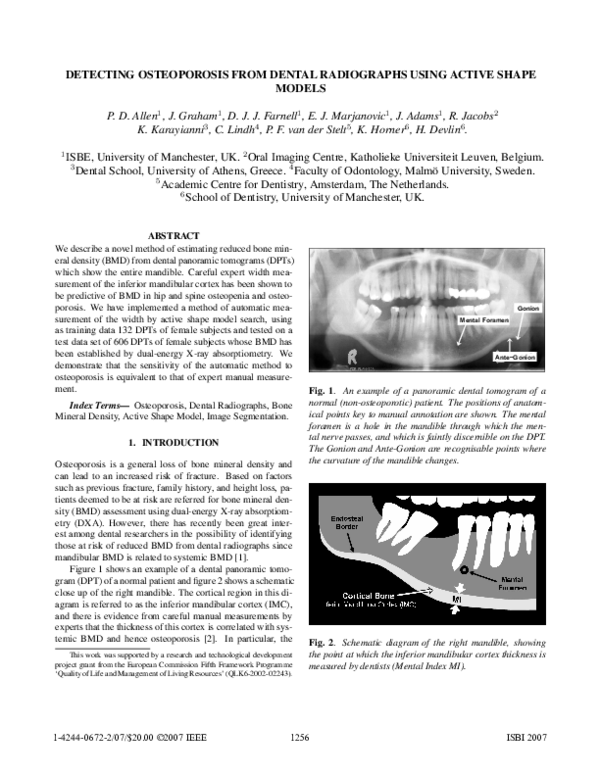 (PDF) Automated Osteoporosis Detection from Dental Radiographs