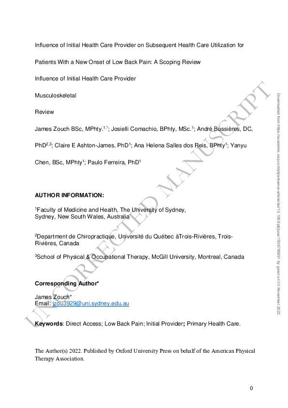 (PDF) Influence of Initial Health Care Provider on Subsequent Health ...