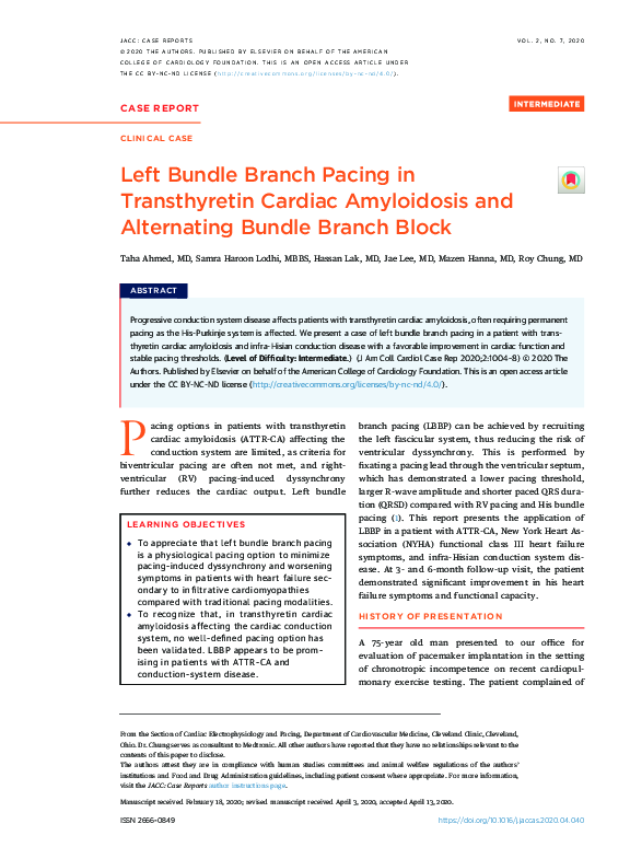 (PDF) Left Bundle Branch Pacing in Transthyretin Cardiac Amyloidosis ...