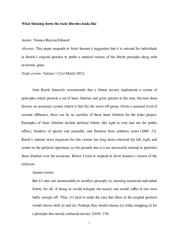 (PDF) What thinning down the basic liberties looks like