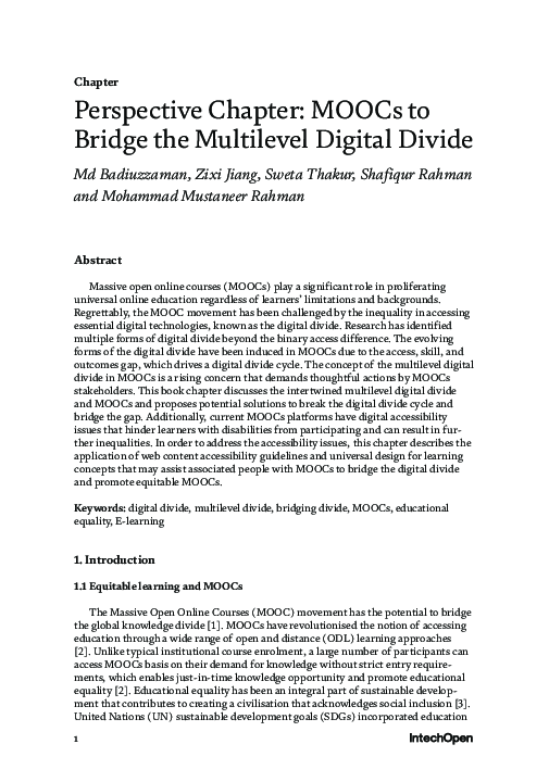 (PDF) Perspective Chapter: MOOCs to Bridge the Multilevel Digital Divide